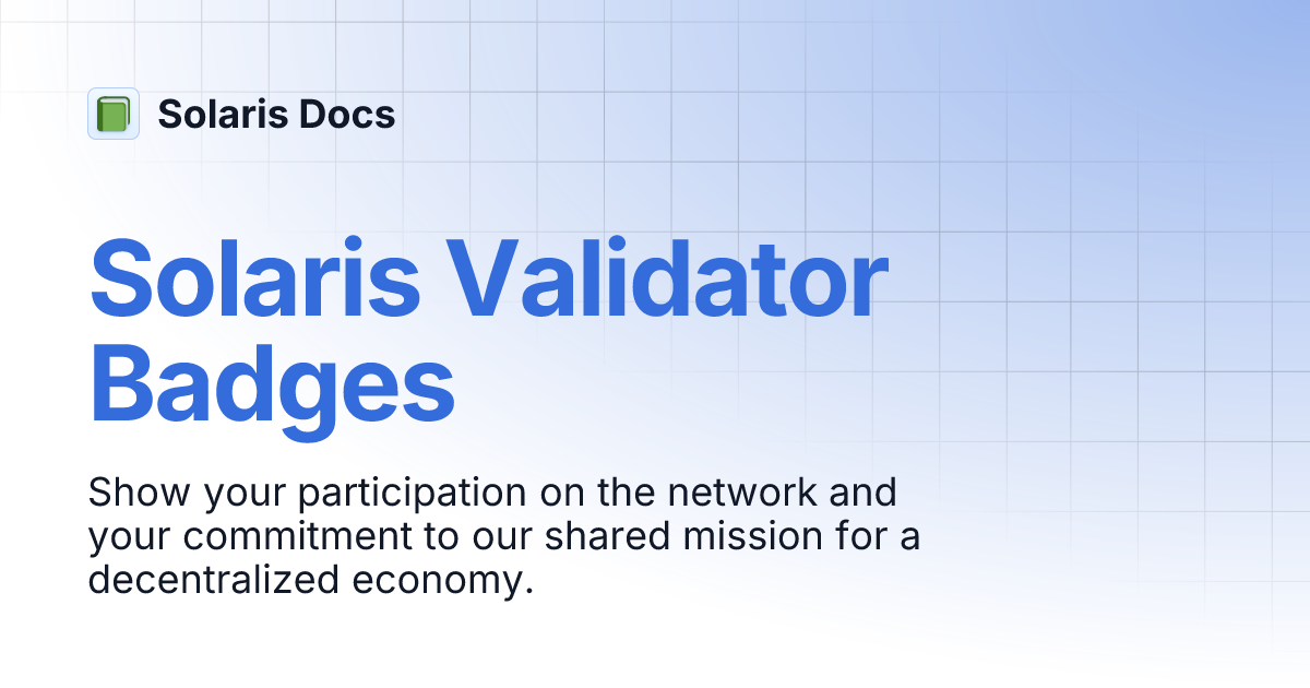 Solaris Validator Badges | Solaris Docs